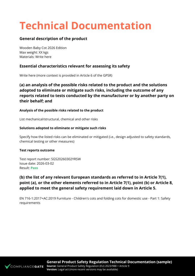 General Product Safety Regulation Technical Documentation Guide